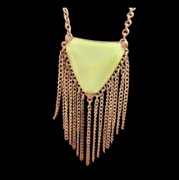 unmarked | Jewelry | Vintage Long Green Stone Necklace With Chains ...